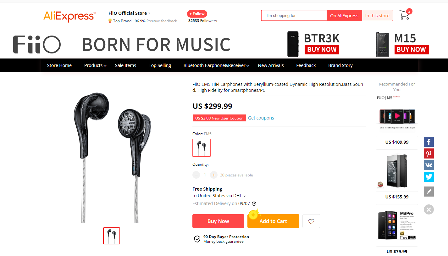 FiiO EM5-Large 14.2mm Beryllium-Plated Diaphragm Dynamic Driver/Bass ...