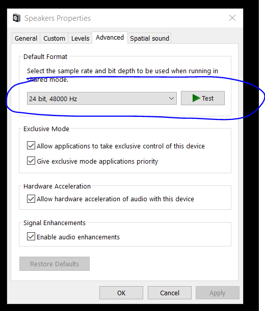 Using Zishan Z1 as laptop DAC, Default Format dropdown is disabled ...