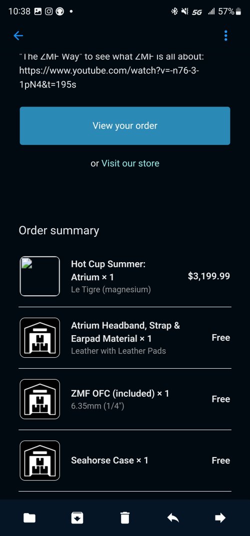 Sold: ZMF Atrium Resin Le Tigre with Bloodwood Salire Stand | Headphone ...