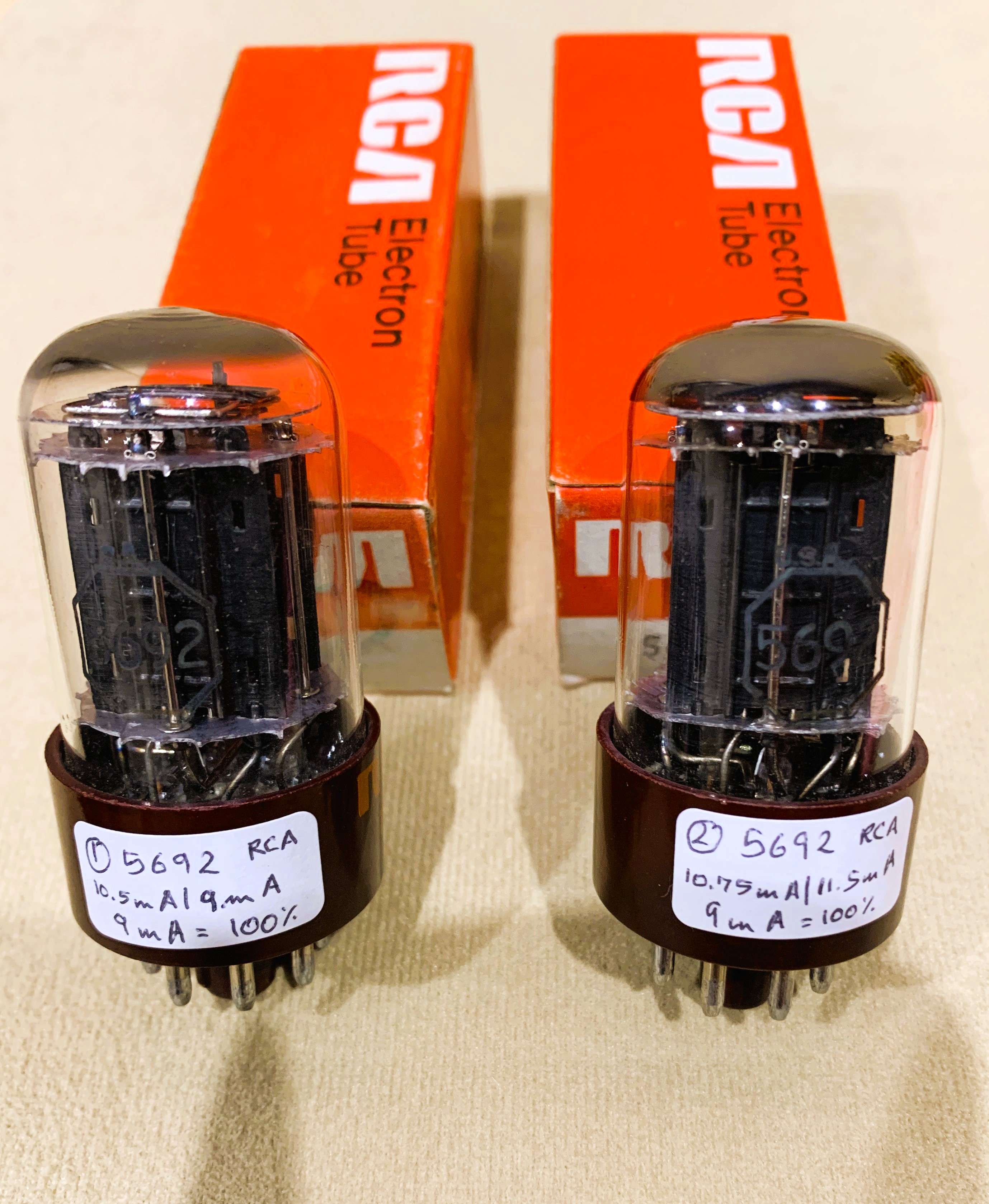 Sold: RCA 5692 Pair - Red Base - Black Plate - NOS - NIB (6SN7 Military ...