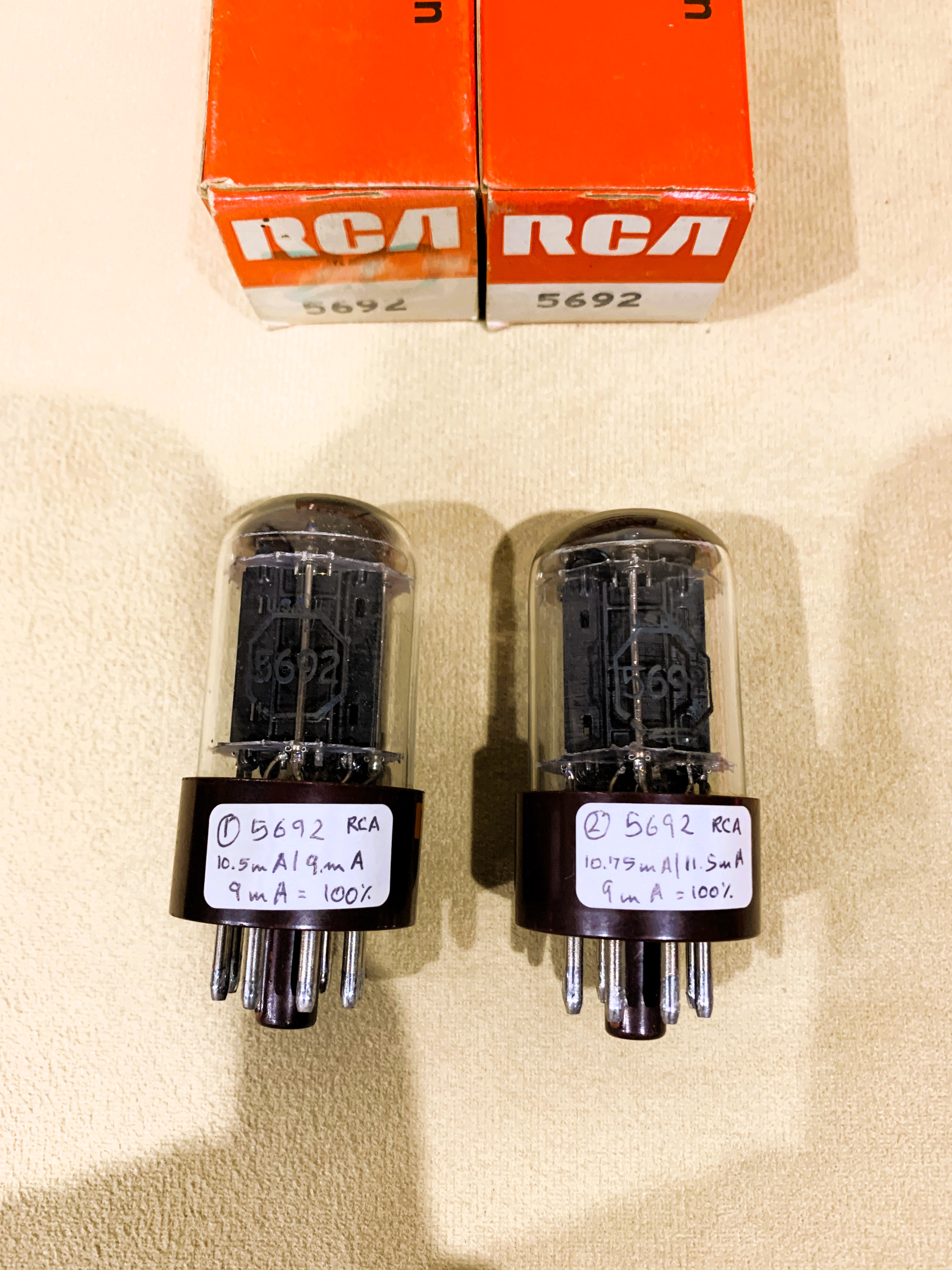 Sold: RCA 5692 Pair - Red Base - Black Plate - NOS - NIB (6SN7 Military ...