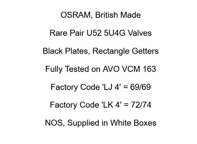 Closed: GEC U52 - very closely matched pair (5U4G/Rectifier ...