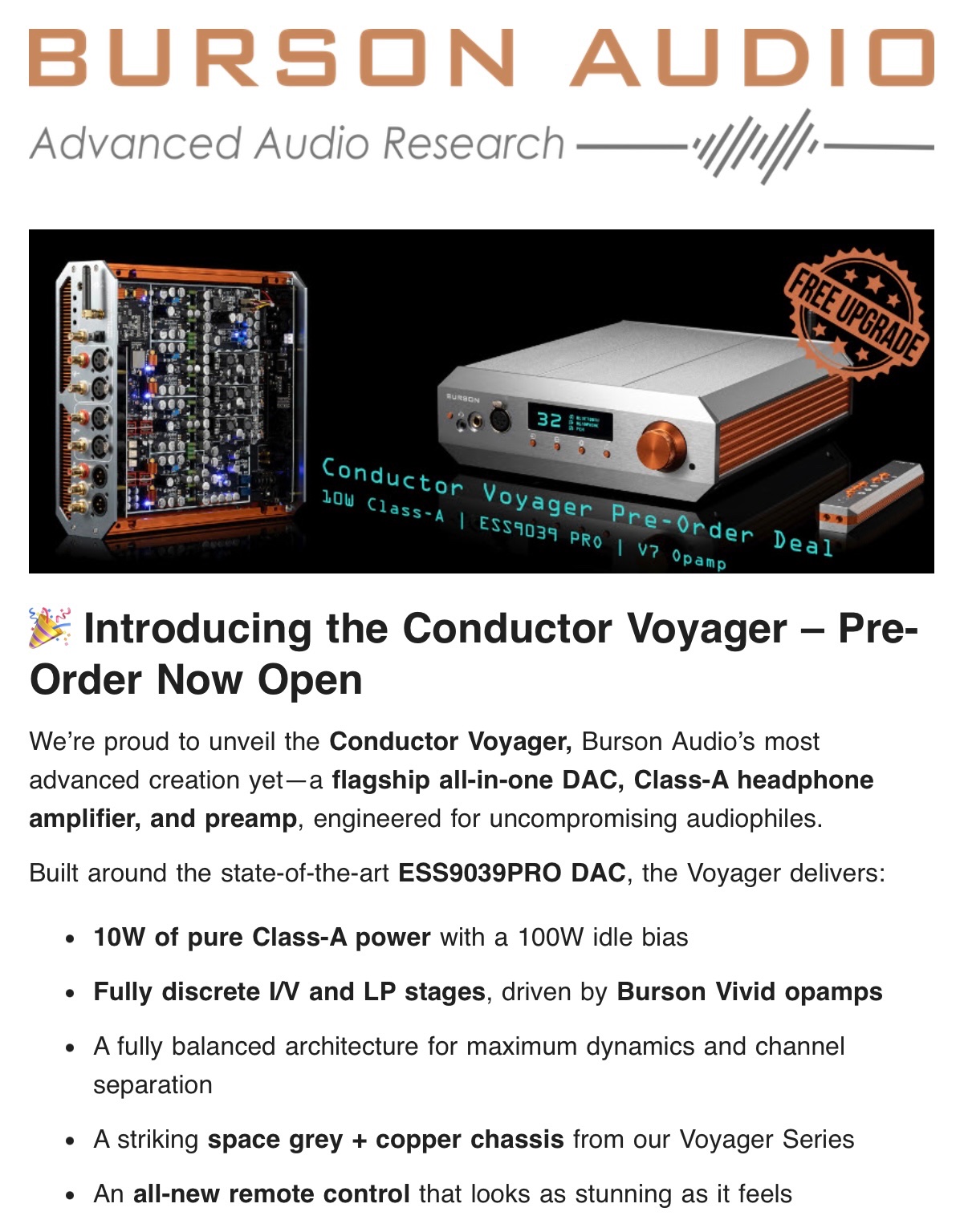 Burson's sexy flagship: Burson Soloist Voyager. Pure Pure Class-A ...