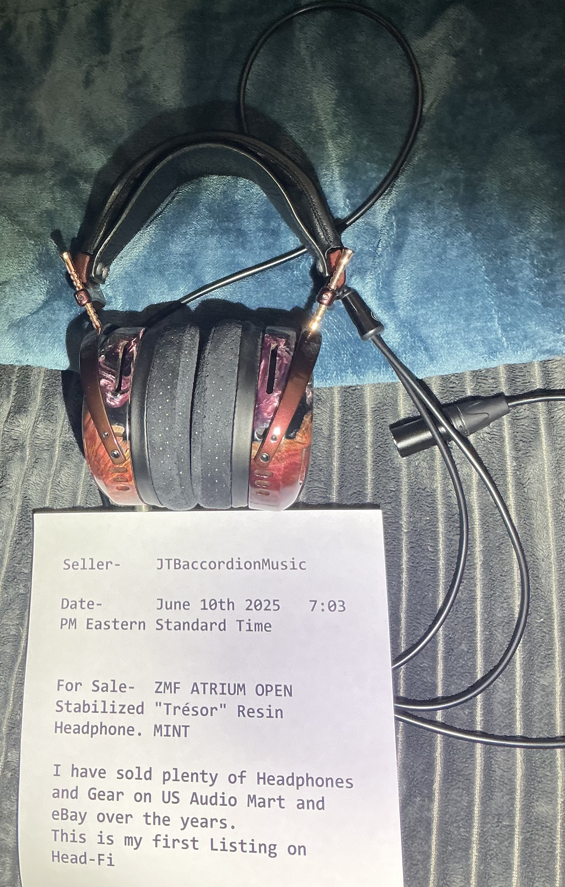 Sold: ZMF ATRIUM OPEN Stabilized "Trésor" Resin Headphone. MINT ...