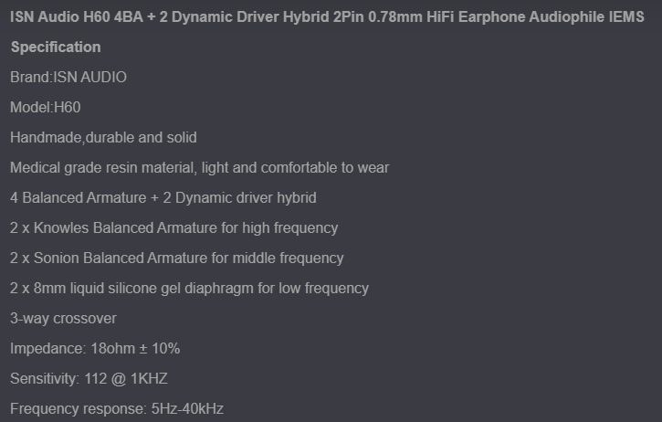 ISN H60 | Headphone Reviews and Discussion - Head-Fi.org
