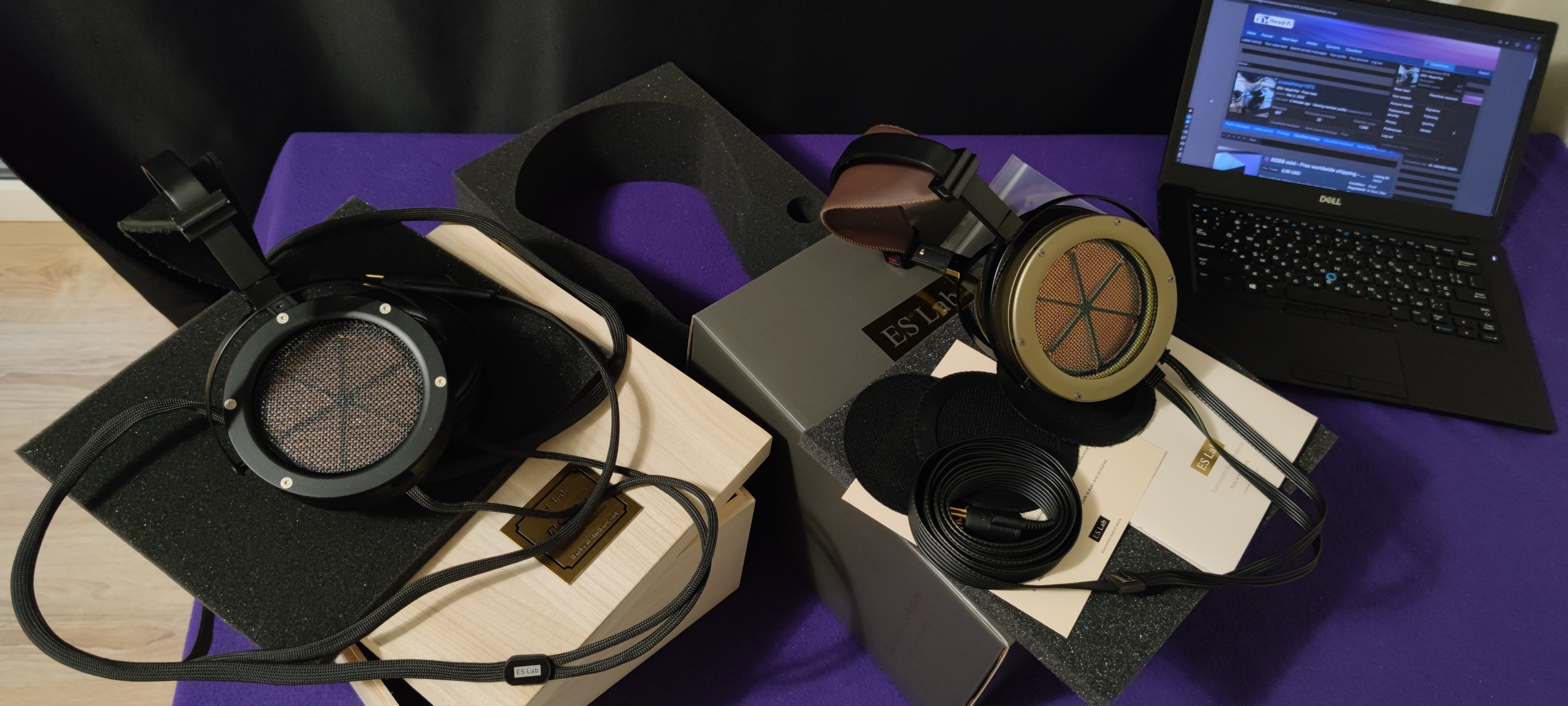 🍇 ES Lab ES-2a - Electrostatic Headphone with top line Stax 925S cable ...