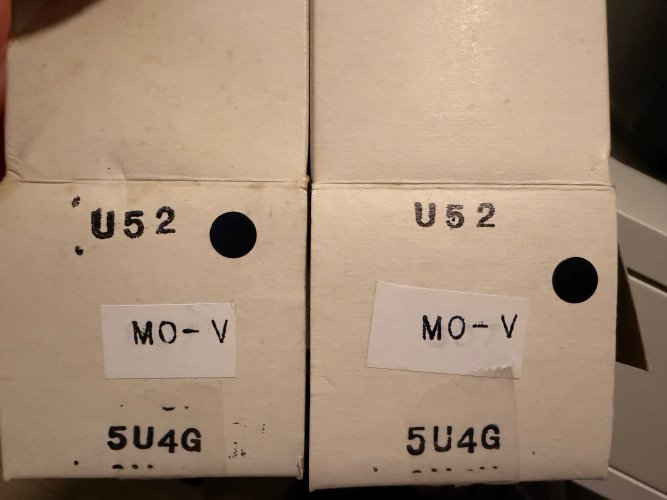 Sold: Matched Pair GEC / MO-V U52 (5U4G) Rectifier Tubes – Black Base ...