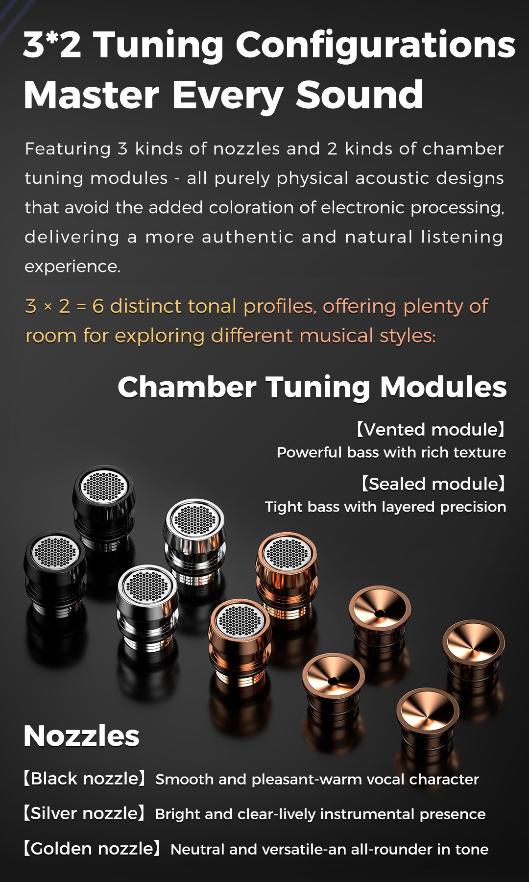2 Chamber Tuning Modules × 3 Nozzles — aune IR300 In-Ear Monitors, Now ...