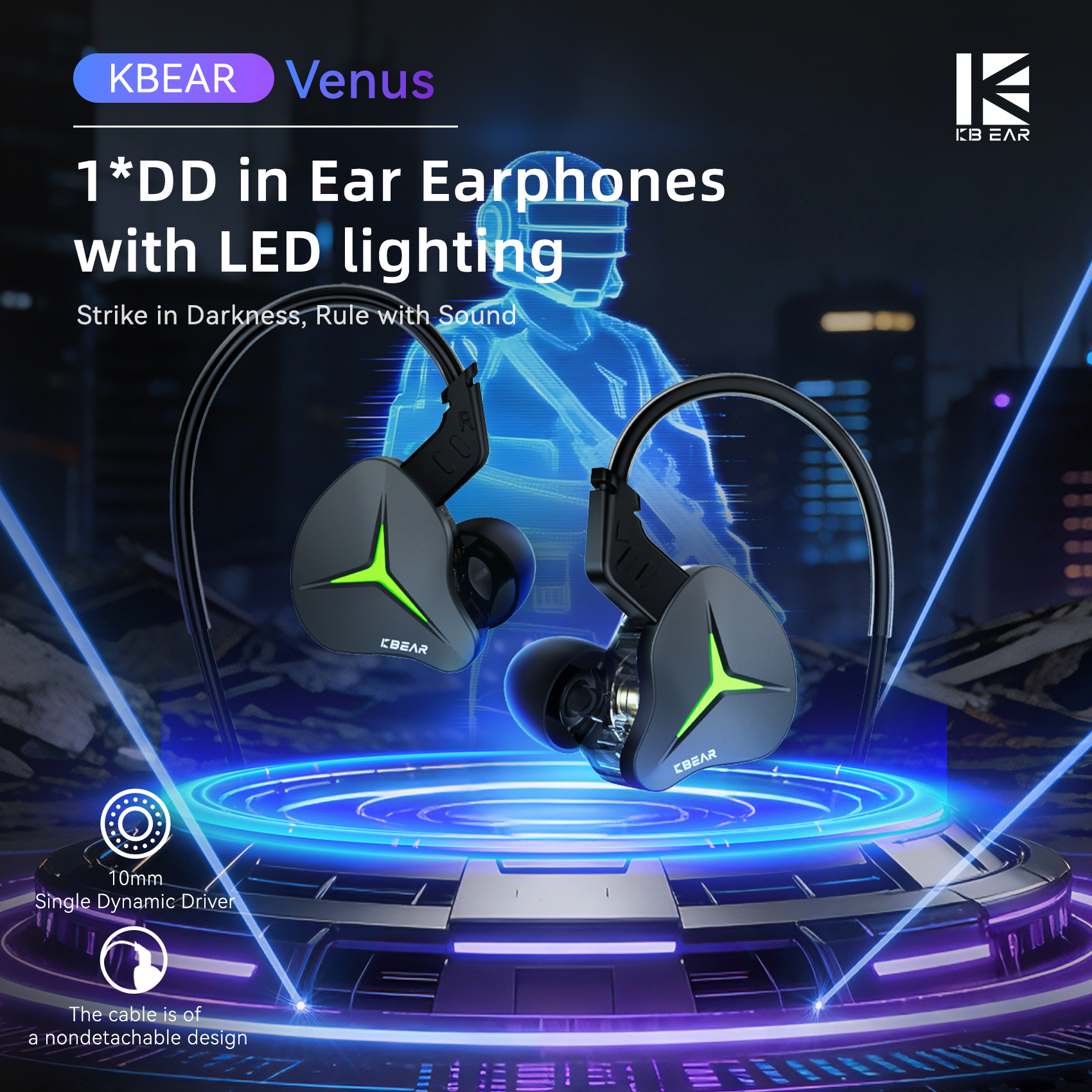 KBEAR Venus: 1*DD in Ear Monitors Earphones with LED lighting ...