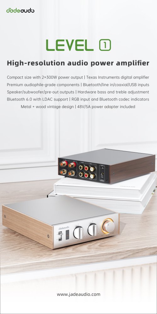 High-Resolution Audio Power Amplifier FIIO X JadeAudio LEVEL 1 is ...