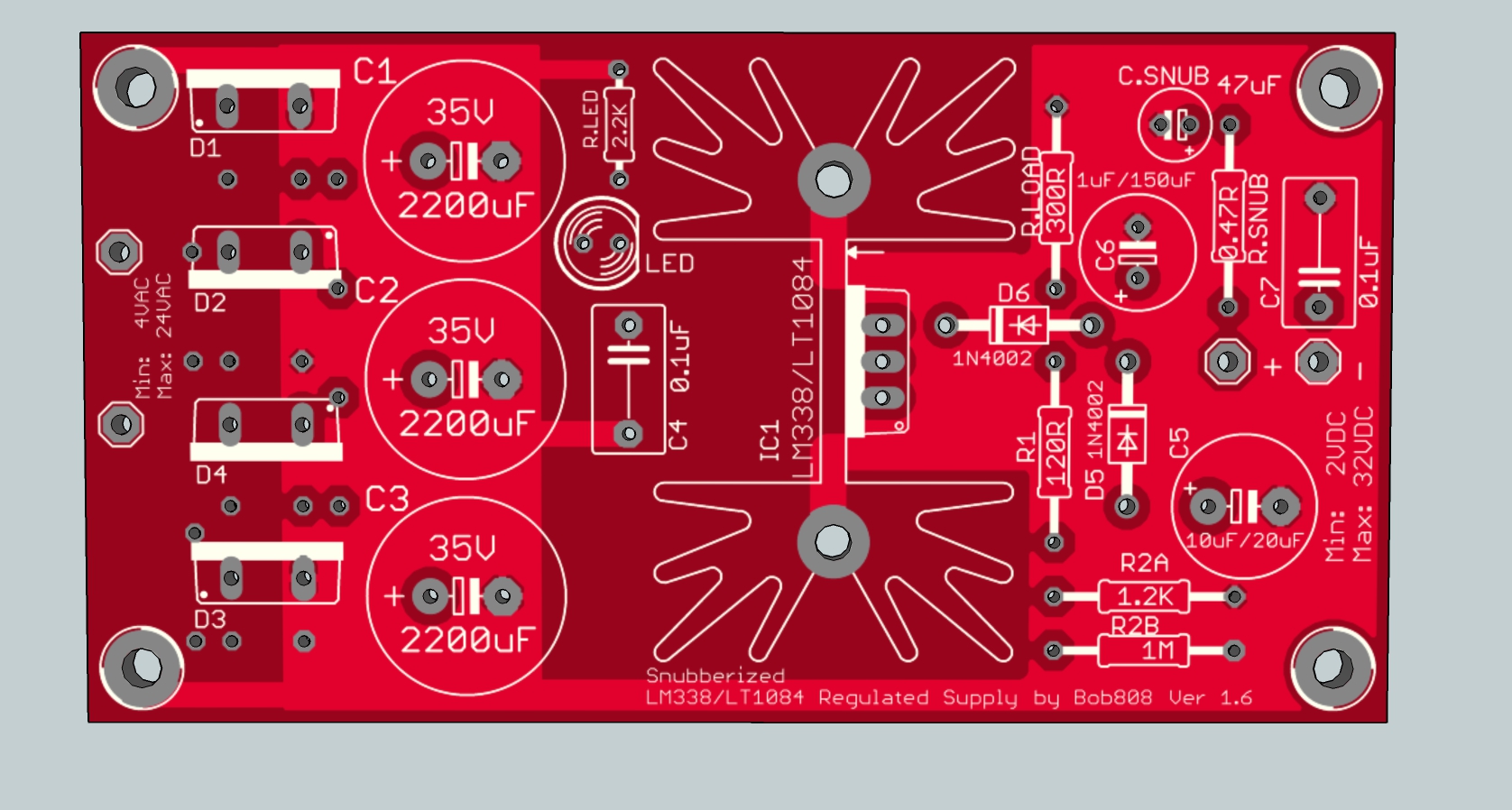 LM338 power supply PCB. I want to design one for personal use ...