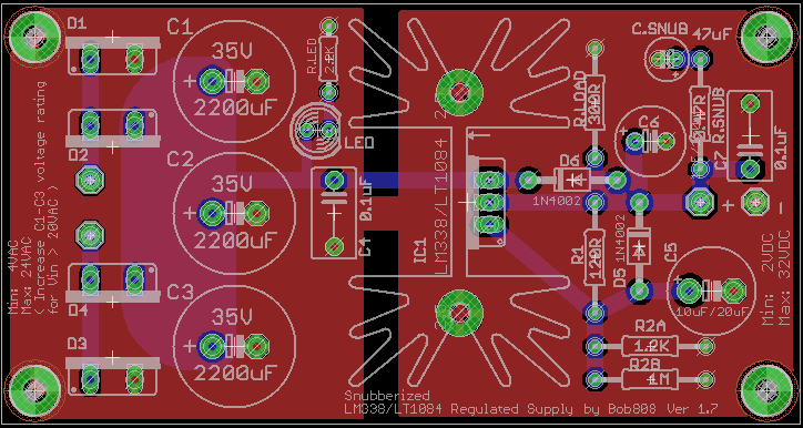 LM338 power supply PCB. I want to design one for personal use ...