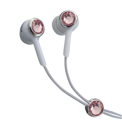 Deluxe Austrian Crystal Jeweled Fashion Earbud Earphones - Pink Jewel ...
