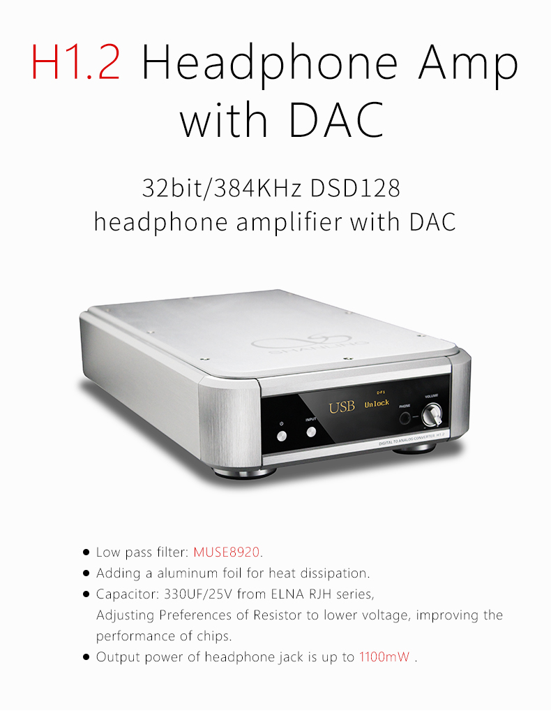 Shanling H1.2 Desktop DAC/Amp with CS8416, ES9016, MUSES8920 ...